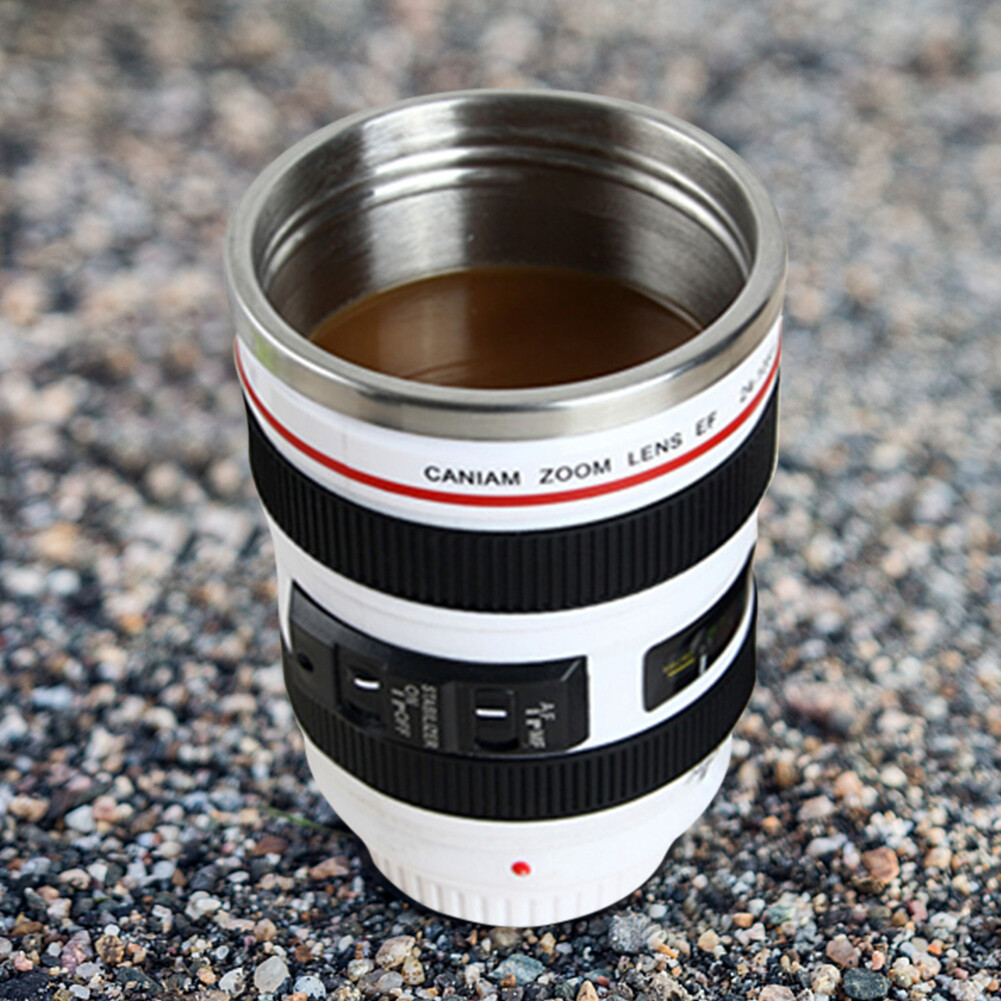 Reusable 350 ML Camera Lens Coffee Mug Steel Insulated Travel Mug ...