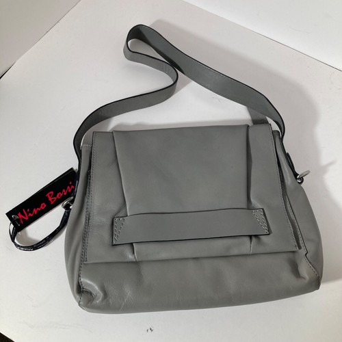 Womens Nino Bossi Leather Shoulder Bag Purse Gray NWT 9 x 10" | eBay