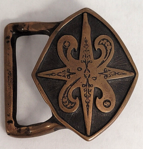 Vtg Tech Ether Guild FLEUR DE LIS Solid Brass 1970s Vintage Belt Buckle ...