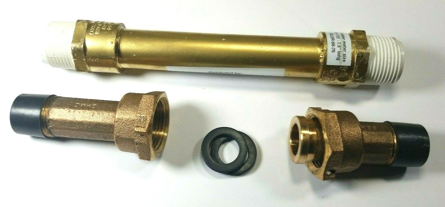 Water Meter Idler/Spacer Tube for 5/8" x 1/2" Meter, 7.5" long w/Meter ...