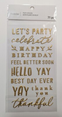 Recollections Gold Puffy Sentiments Scrapbook Stickers Birthday Party ...