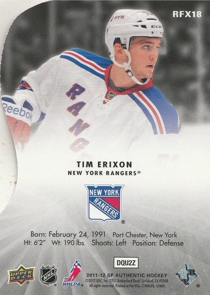 2011-12 SP Authentic Holoview FX Die Cuts #RFX18 Tim Erixon | eBay