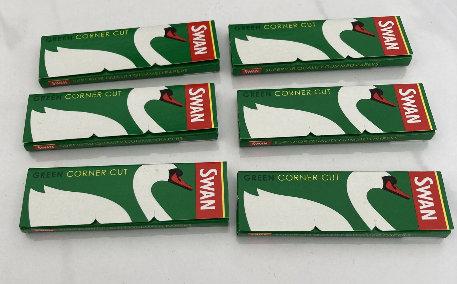 300 SWAN GREEN Paper Regular Cigarette Rolling Cig Papers Cut Corners 6 ...