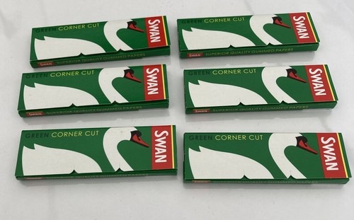 300 SWAN GREEN Paper Regular Cigarette Rolling Cig Papers Cut Corners 6 ...