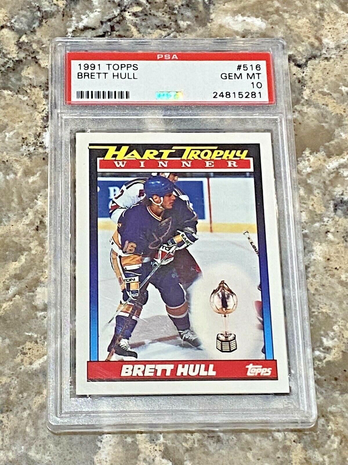1991-92 Topps Brett Hull #516 PSA 10 GEM MINT St Louis Blues HOF Hart ...