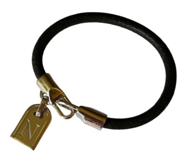 LETTER “N” DESIGNER CHARM BRACELET ITALIAN BRONZE LEATHER BRANDED MADE ...
