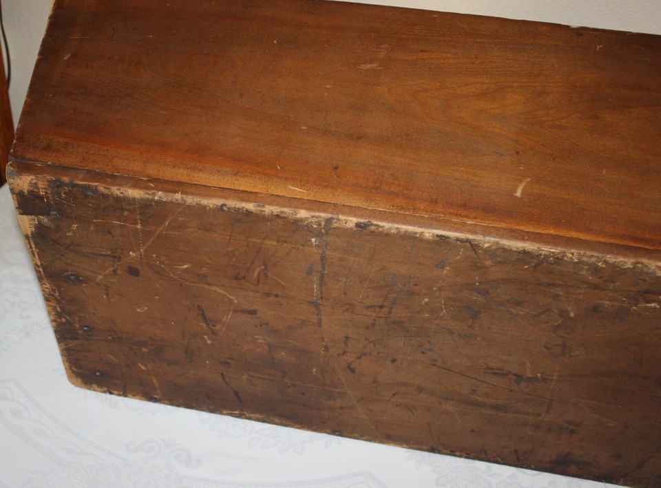 Old Antique Primitive Farmhouse Wood Dough Bowl Box with Lid Wooden ...