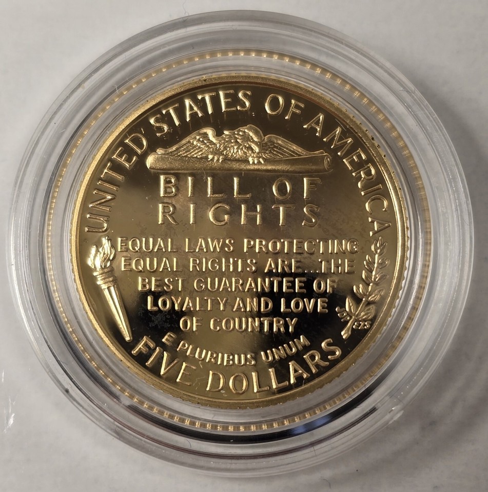1993 W Liberty James Madison Bill Of Rights Proof Commemorative $5 Gold ...
