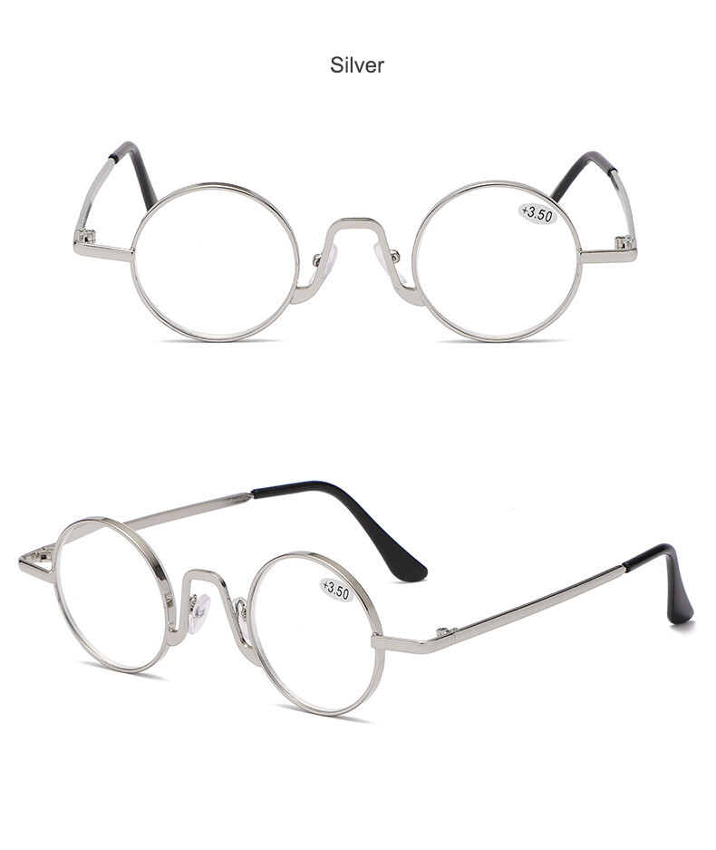 Vintage Small Round Reading Glasses Metal Frame Classic Blue blocking ...