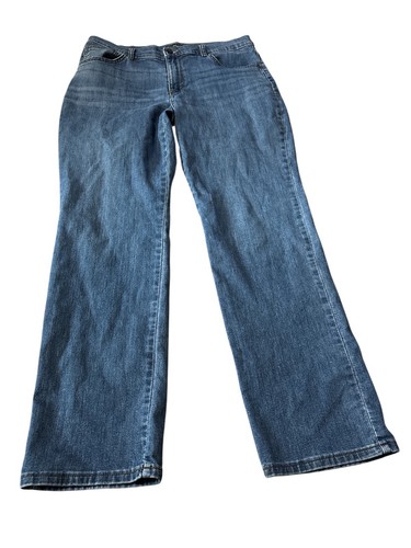 Lee Women Blue Denim Mid Rise Straight Leg Medium Wash Jeans Size 14m ...