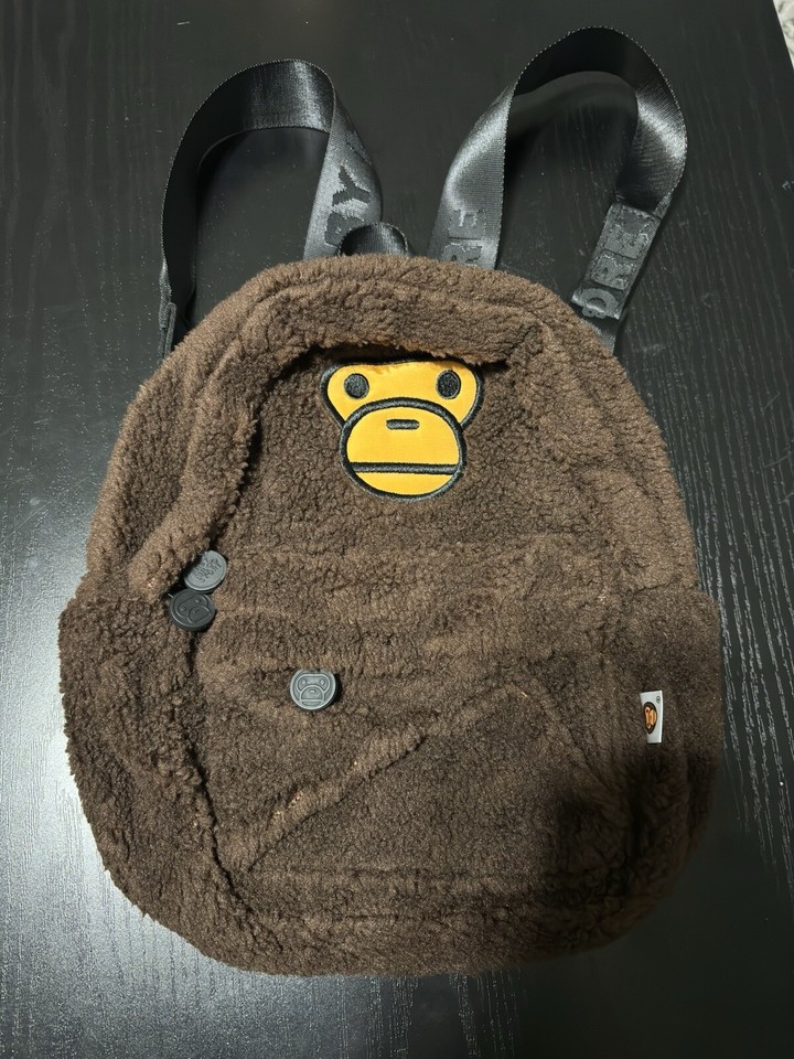 BAPE Baby Milo Fur Backpack Brown New | eBay