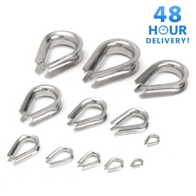 GALVANISED THIMBLE THIMBLES WIRE CABLE ROPE CABLE CLIPS CLAMPS 2mm ...