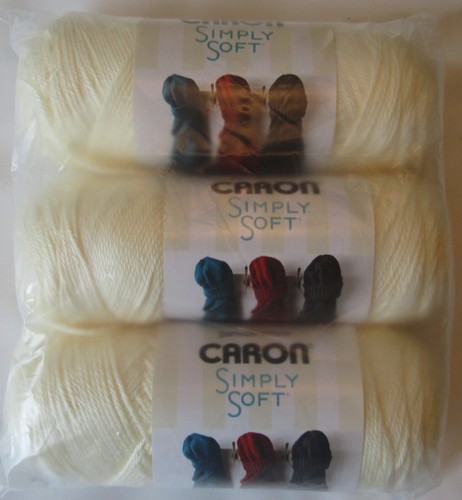Yarnspirations Caron Simply Soft Off White 100% Acrylic Yarn 3 Skeins ...
