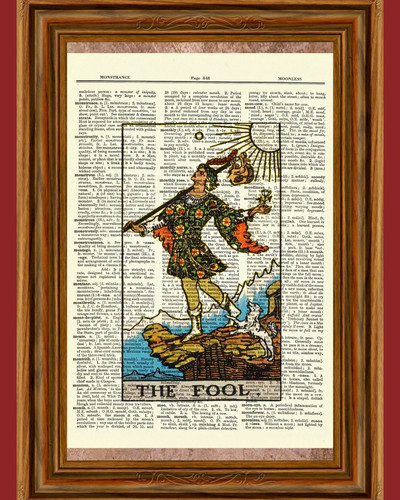 Tarot Cards "The Fool" Major Arcana Deck Dictionary Art Print Book ...
