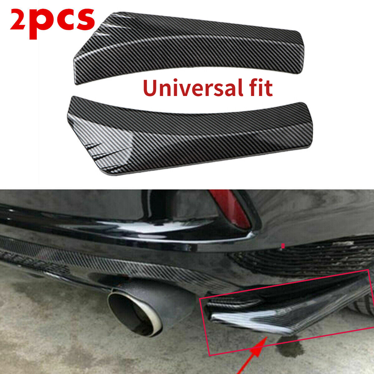 Universal Car Rear Bumper Spats Splitter Diffuser Spoiler Wing Carbon ...