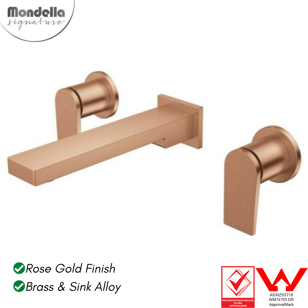 Mondella Signature Bath Spout Top Wall Tap Set Mixer Brushed Rose Gold ...