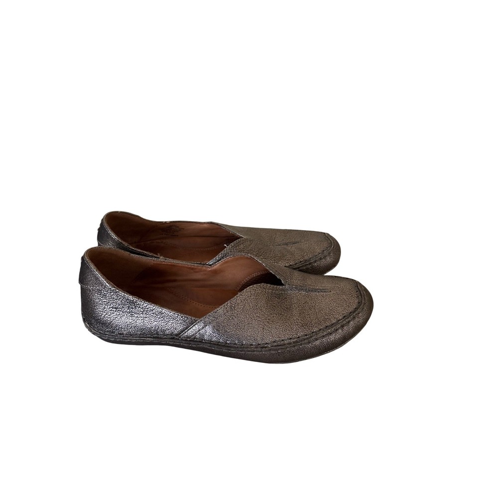 Gentle Soul Soleful Womens 7.5M Metallic Pewter Leather Slip On Loafer ...