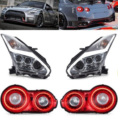 2017+ Style LED Headlights & Red Tail lights For 2009-2024 Nissan R35 ...