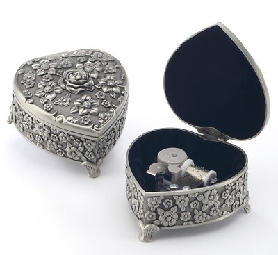 TIN ALLOY HEART SHAPE METAL CLASSIC MUSIC BOX ( MORE THAN 80 SONGS ...