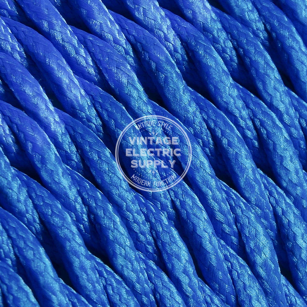 Electric Blue Twisted Cloth Covered Electrical Wire -Braided Rayon ...