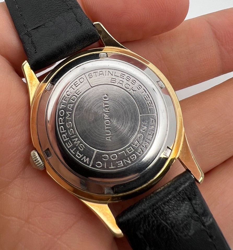 BIG TEVO MATIC AUTOMATIC SWISS MADE GOLD PLATED WATCH MENS WATCH ETA ...