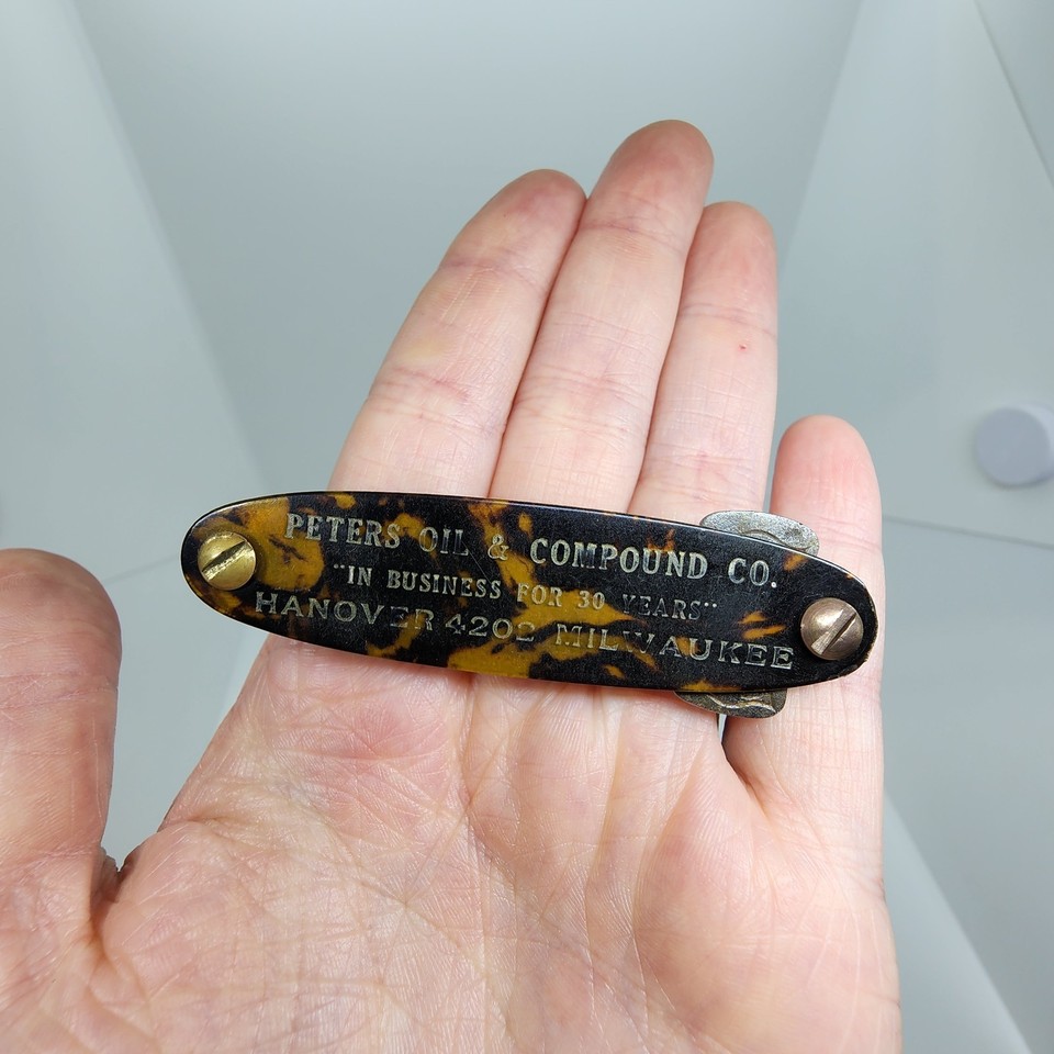 Vtg Peters Oil Milwaukee Advertising Folding Master Lock Key Oil Change ...