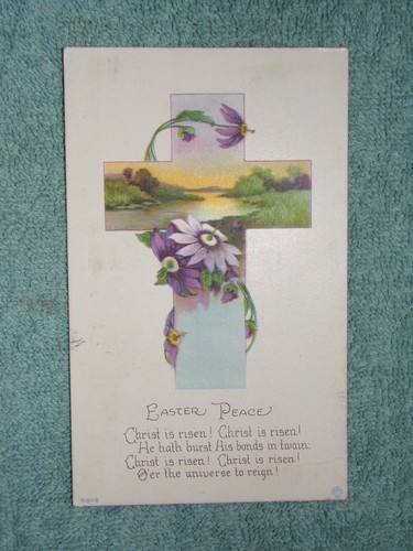 Vintage Postcard Easter Peace Poem, Cross With Stream Scene | eBay