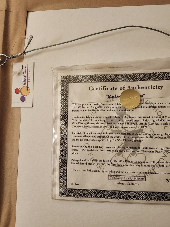 Disney Walt Disney Stamps, Medallion,Signature Framed And Matted LE 37/ ...