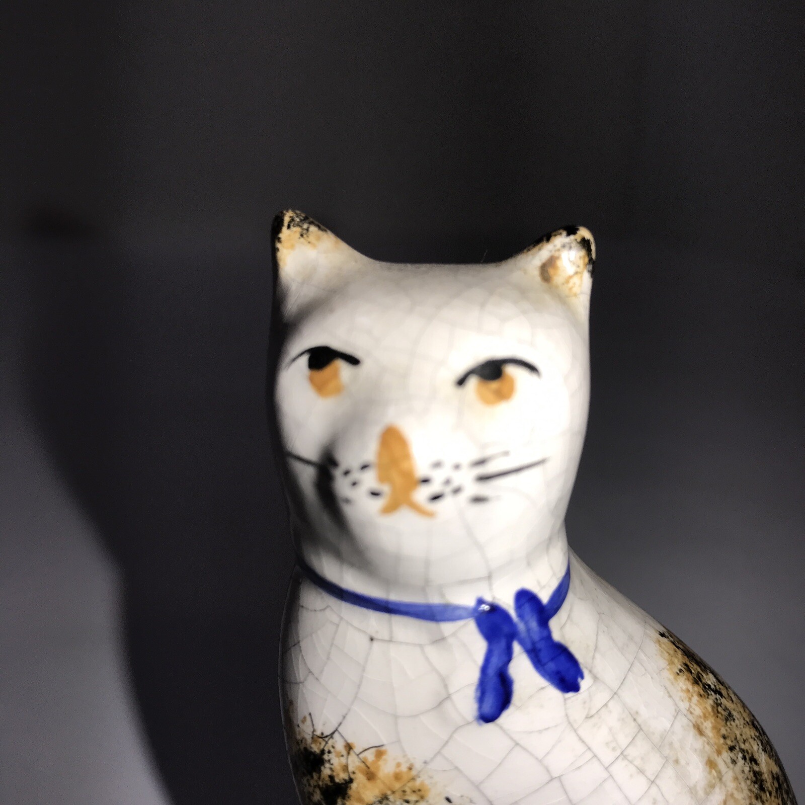 Antique Pair Of Staffordshire Calico Spongeware Cats Cobalt Blue ...