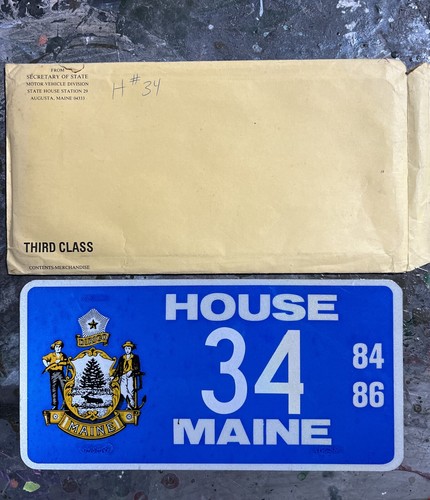LICENSE PLATE house of representative Maine number 34 1984, 86 | eBay