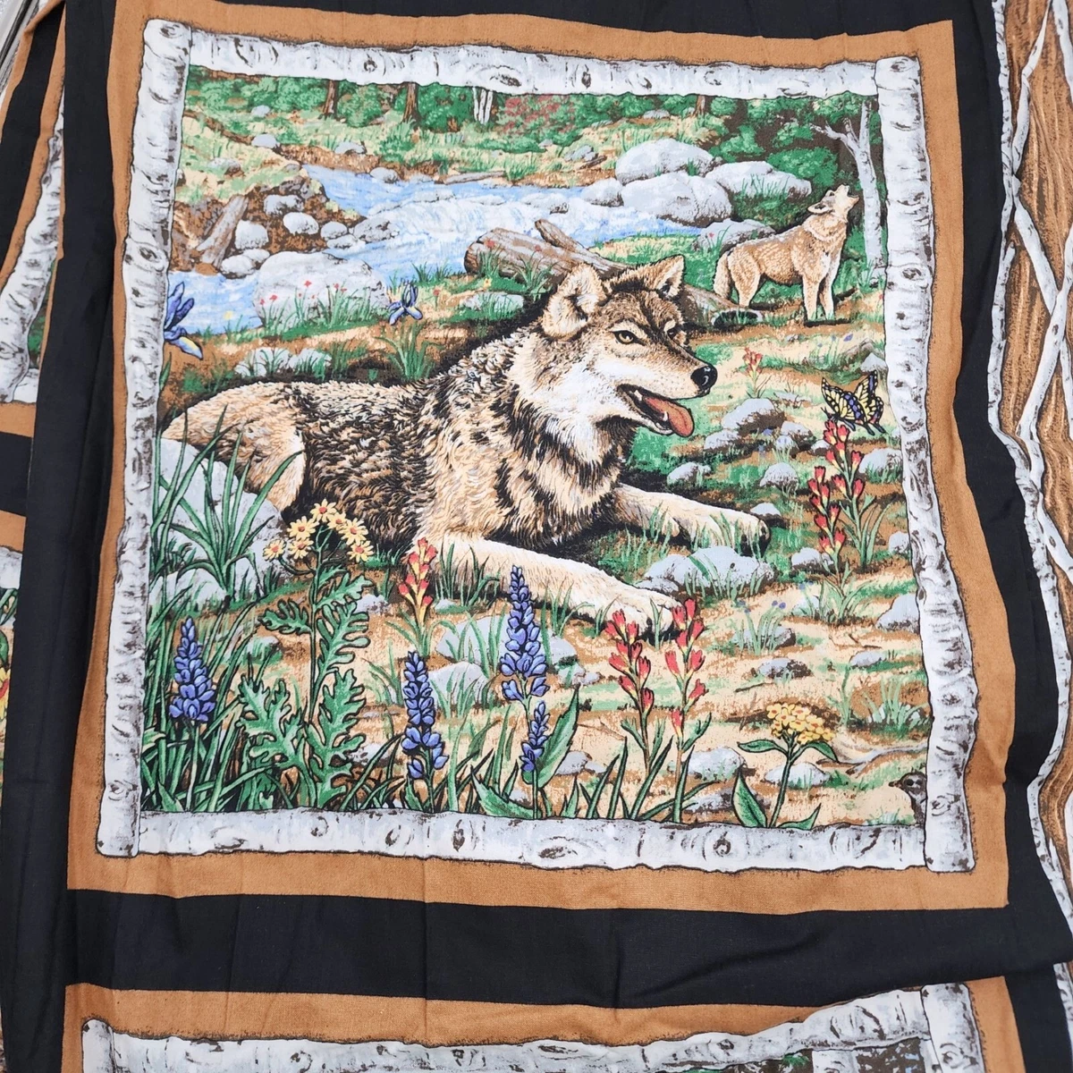 Wolf Quilt Pattern Cotton Panels