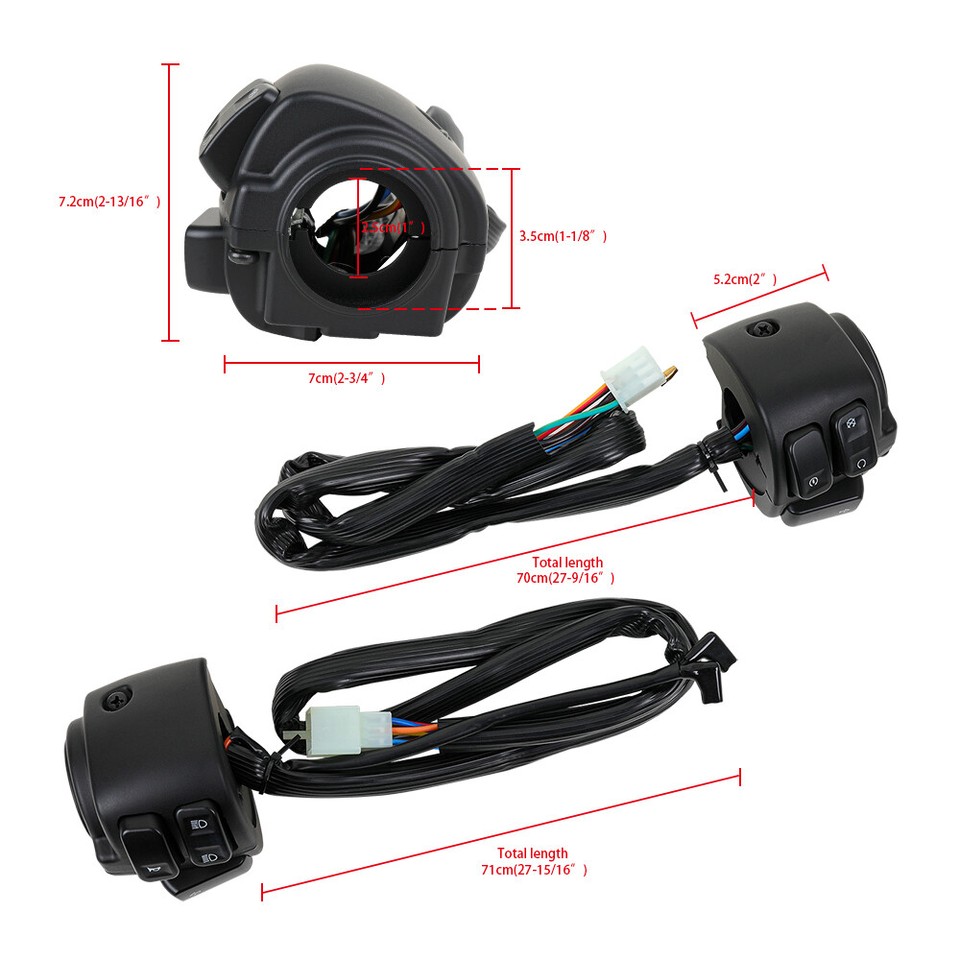 Black 1" Handlebar Control Switches w/Wiring Harness For Harley ...