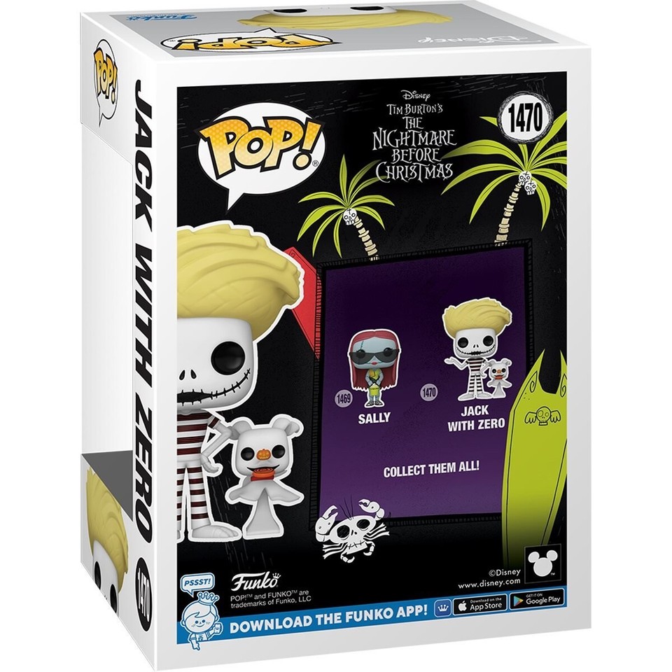 Jack W/ Zero POP Vinyl Figure #1470 TNBC Halloweentown Beach Disney ...
