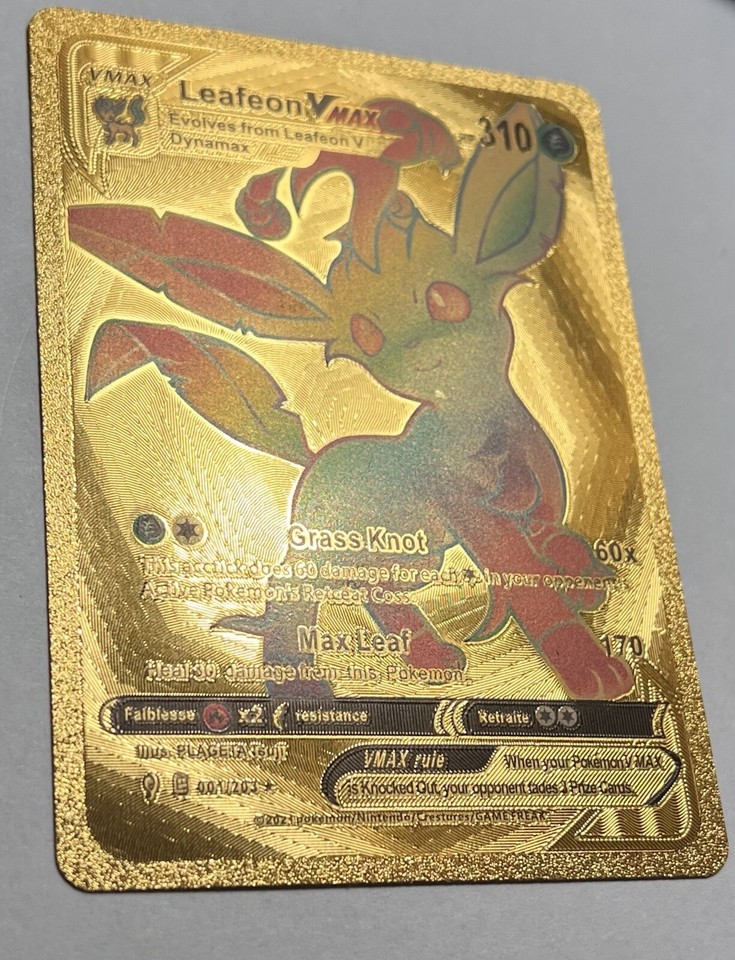 Pokemon Card Rainbow Leafeon 204/203 VMAX Full Art Gold Foil Fan Art ...