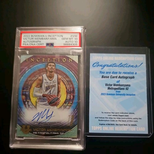 🔥 2022-23 Bowman U Inception Autograph Victor Wembanyama RC Card #VW ...