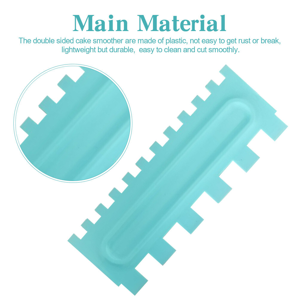 Decorating Comb Cake Scraper Double Sided Plastic Icing Smoother Tool ...