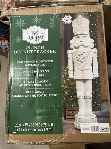 6 Foot Holiday Time 75 White Nutcracker Christmas Decoration | eBay