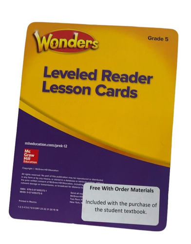 McGraw Wonders Leveled Reader Lesson Cards Grade 5 2020 Homeschool ...