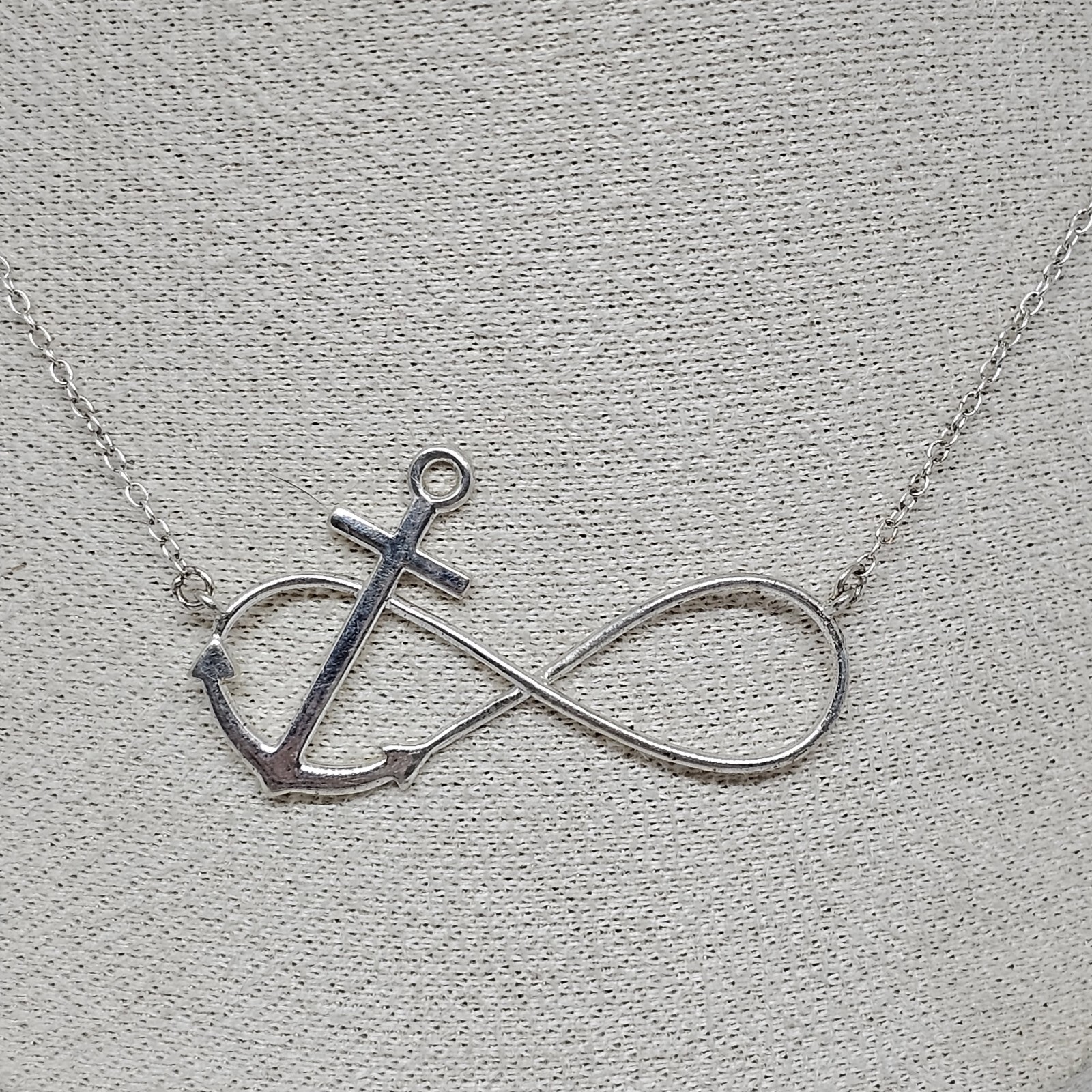 925 Sterling Silver - Infinity Anchor Pendant Chain N… - Gem
