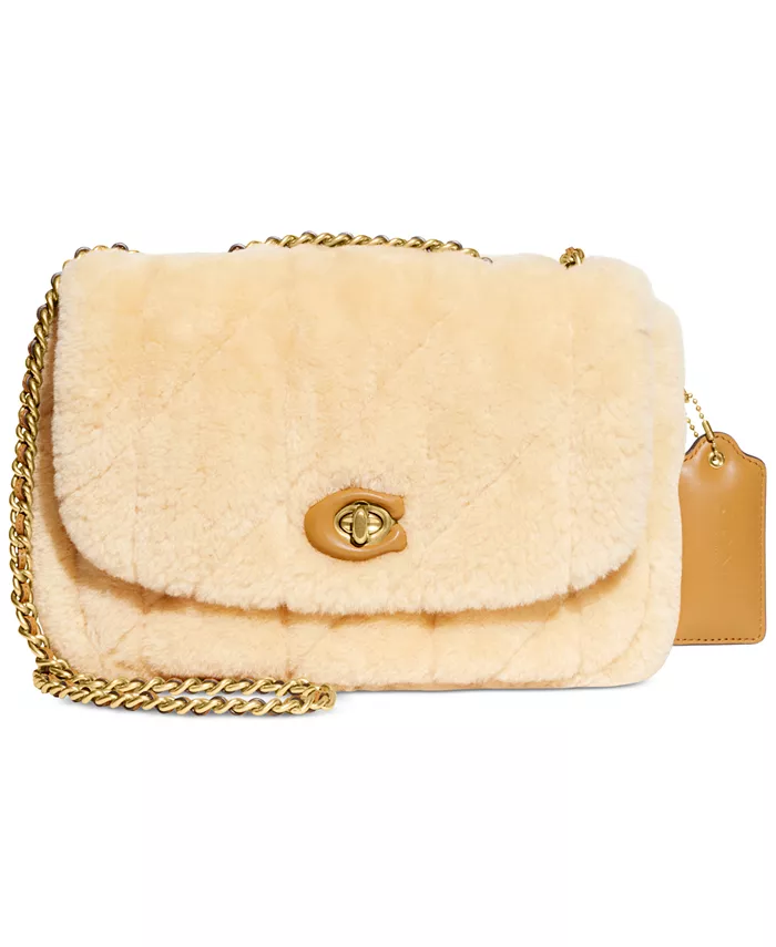 New Coach Pillow Madison Quilted Shearling Shoulder x-body Bag Neutral ...