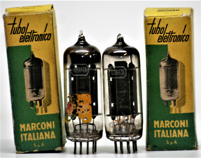 12bh7 tube pair marconi valve 12bh7a long black plate rca brimar 6b4g ...