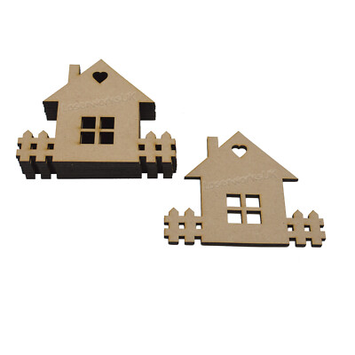 New Home MDF House Garden Craft Shape Wooden Gift Decoration ...