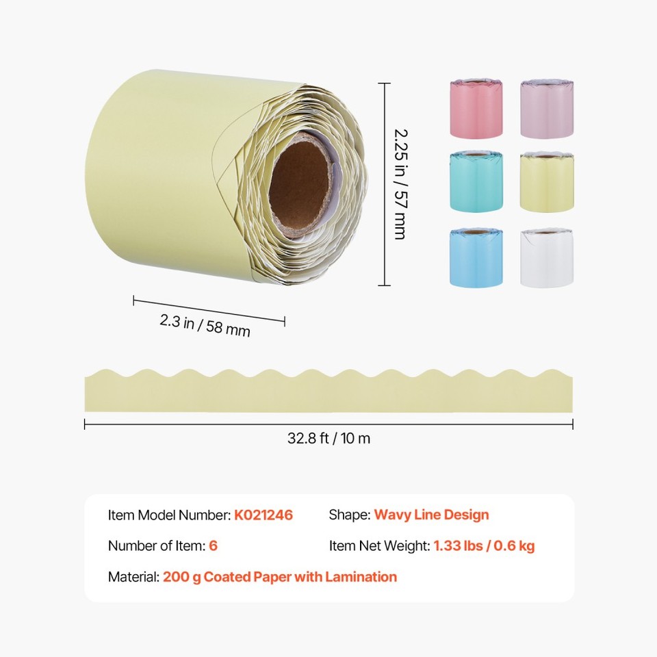 6 Rolls Scalloped Bulletin Board Borders 10M Trim for School Classroom ...