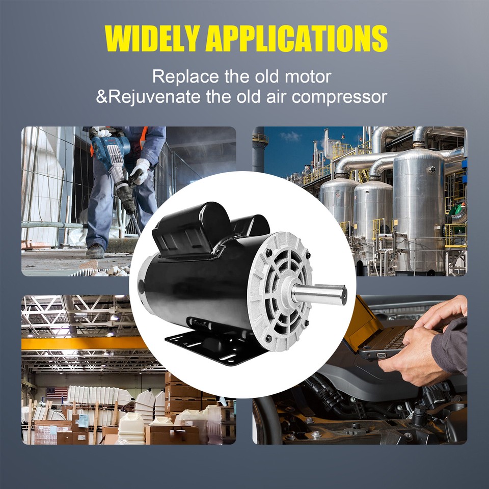 5 HP SPL 3450 RPM Air Compressor 230V Electric Motor 60Hz 56Frame 5/8 ...