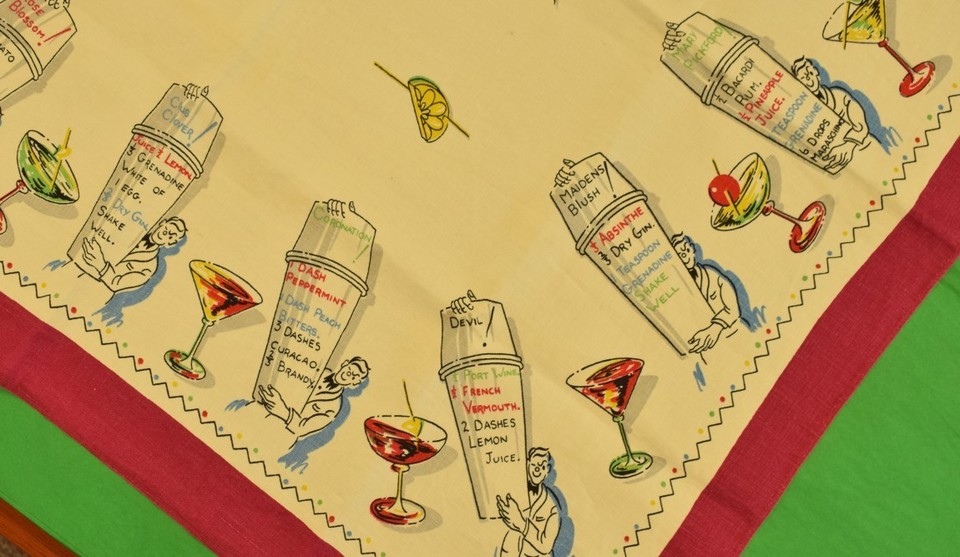 "Set x 16 Cocktail Shaker Recipes Linen Bar Cloth" | eBay