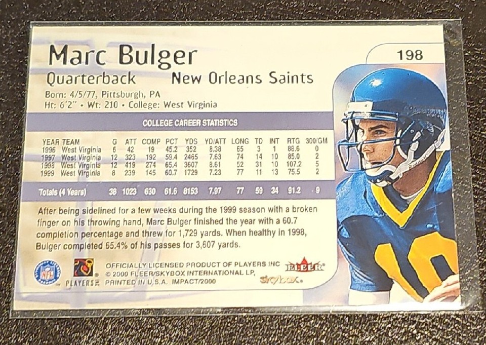 RARE 2000 SKYBOX IMPACT Mark BULGER Hand Signed On Card Auto Autograph ...