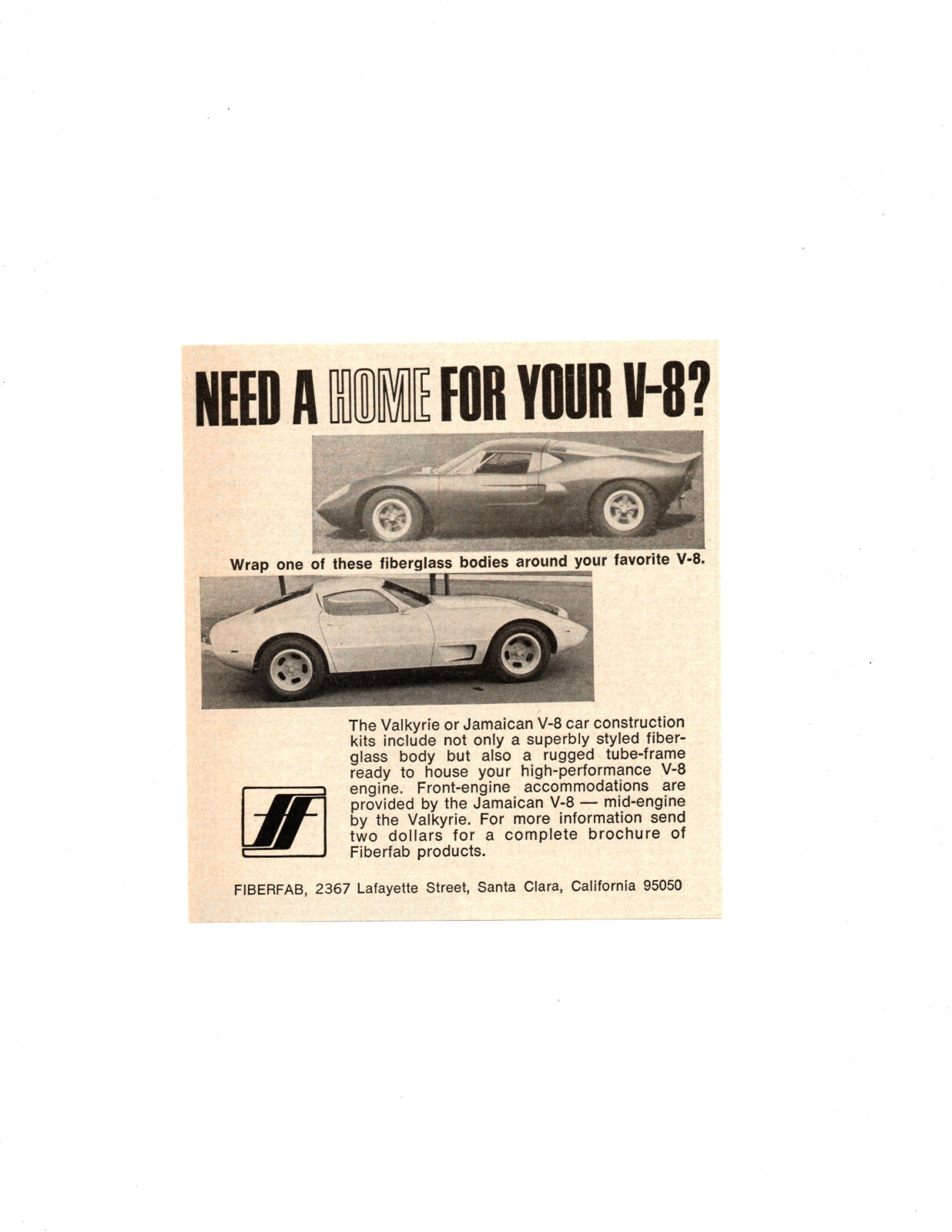 1970 FIBERFAB JAMAICAN & VALKYRIE KIT CAR ~ ORIGINAL SMALLER PRINT AD ...