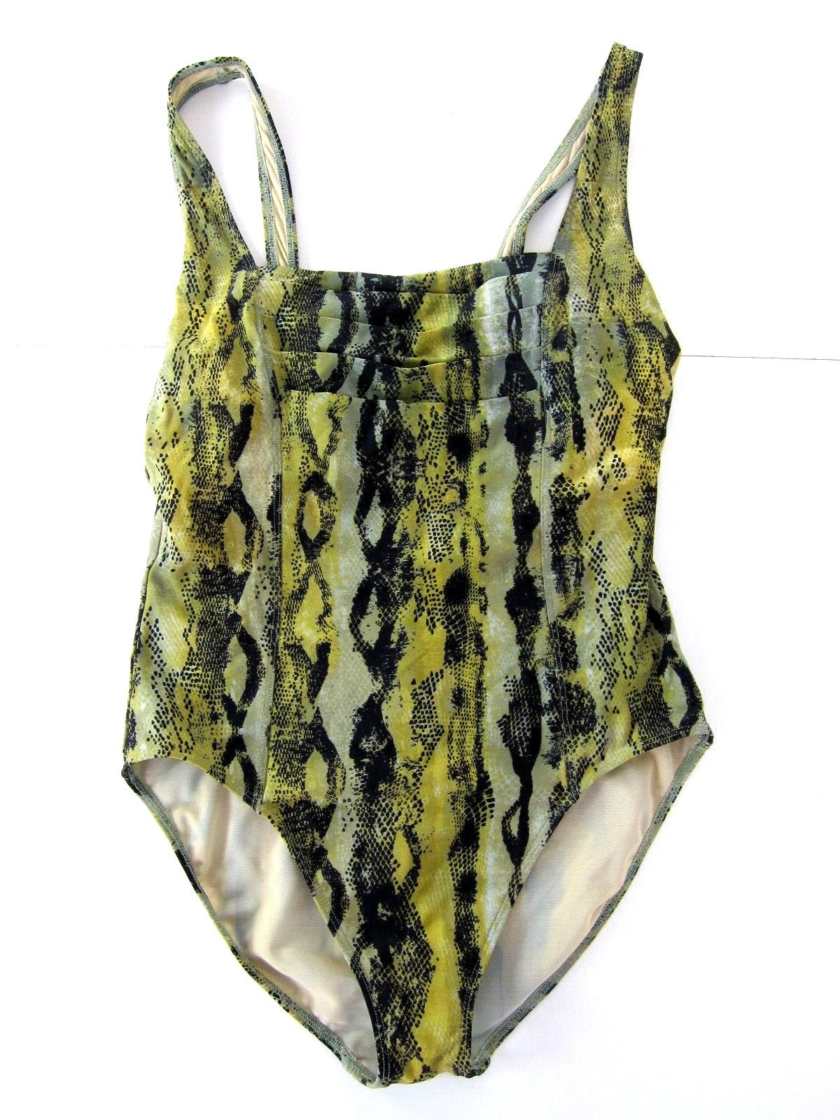 Vintage Shape FX Green Yellow Snake Built In Bra Slim… - Gem