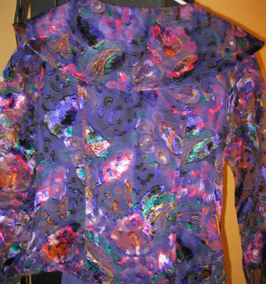 Patra Women's Formal 2-Piece Sheer Dress Purple Size 12 Iridescent Leaf ...