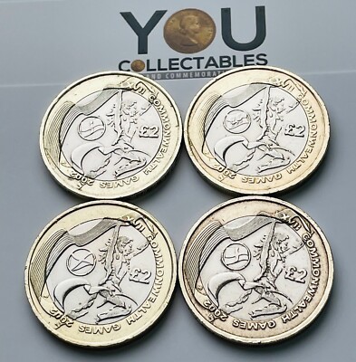 2002 £2 Two Pounds Coin - Commonwealth Games - Full set 4 Coins - Low ...
